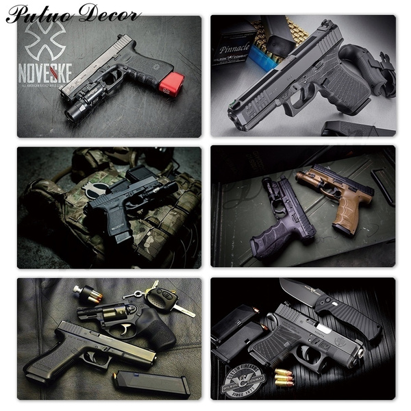 6 Kinds of Glock Pistol Tin Signs Metal Posters Man Cave Gun Shop Wall ...
