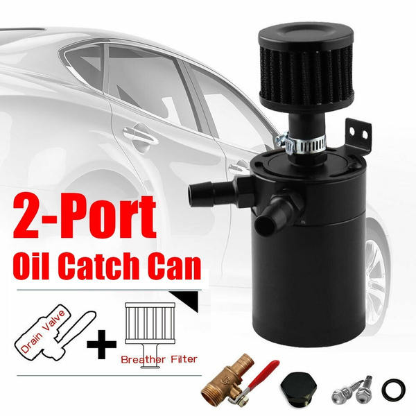 Universal 2-Port Oil Catch Can Tank Reservoir with Drain Valve Breather ... Universal 2-Port Oil Catch Can Tank Reservoir with Drain Valve Breather ...