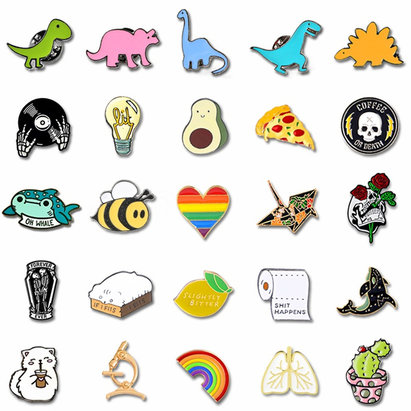 Cartoon Pop-Enamel Pin Lapel Badges Brooch Funny Fashion Jewelry | Wish