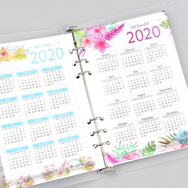 1 PCS 2020 Year Calendar 6 Holes Index Divider Diary Binder Weekly ...