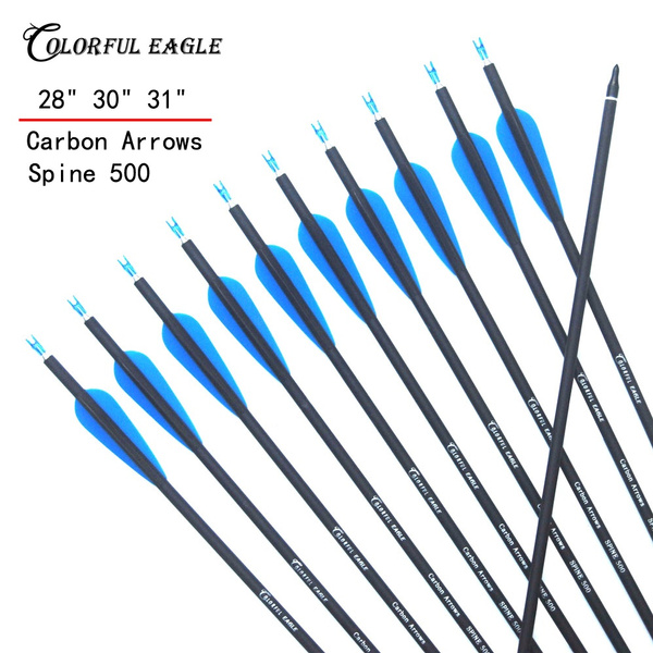 Spine 500 Carbon Arrow With Replaceable Arrowhead 28" 30" 31" Length ...