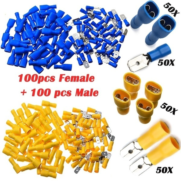 200Pcs Blue + Yellow Insulated Solder Seal Heat Shrink Wire Connectors ...