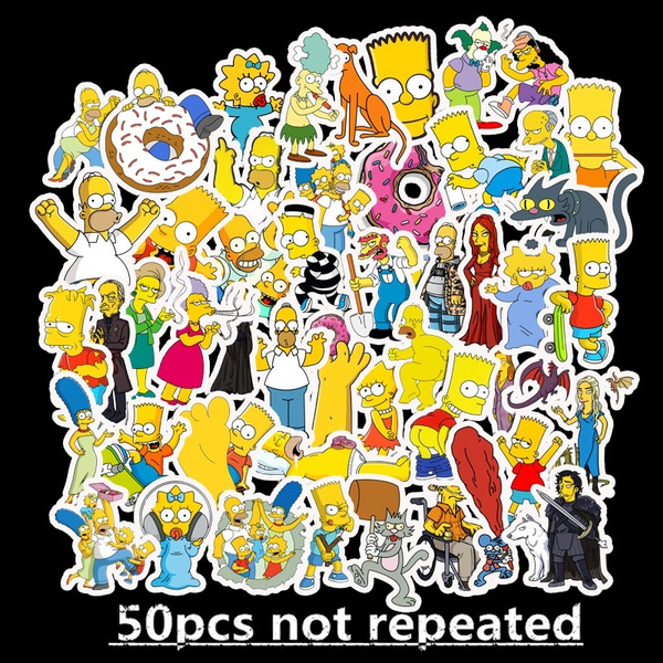 50 Pcs The Simpsons Cartoon Stickers, Stickerbomb Laptop Guitar ...