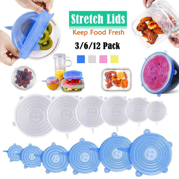 Silicone Stretch Lids Food Storage Cover Keep Fresh Kitchen Bowl Covers ...