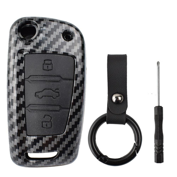 Carbon Fiber Style Remote Key Fob Shell Case For Audi A1 S1 A3 S3 A4 A6 ...