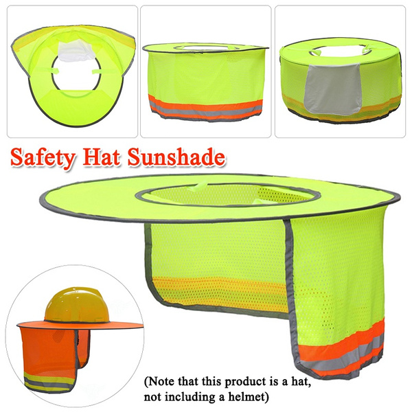 Reflective Stripe Neck Shield Safety Hard Hat Cap Sun Shade New ...