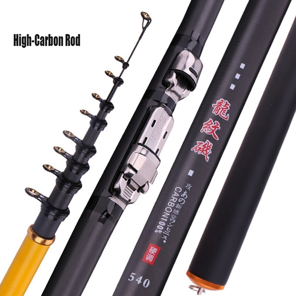 1PC Power Telescopic Rock Fishing Rod 3.6m-6.3m Carbon Spinning Fishing ...