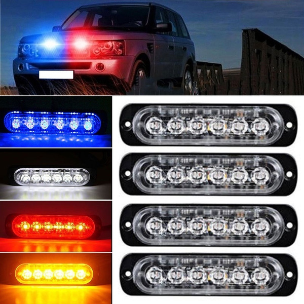 1 pcs 6 LED 12-24V Yellow/Red/Blue/White Strobe Warning Light Car ...