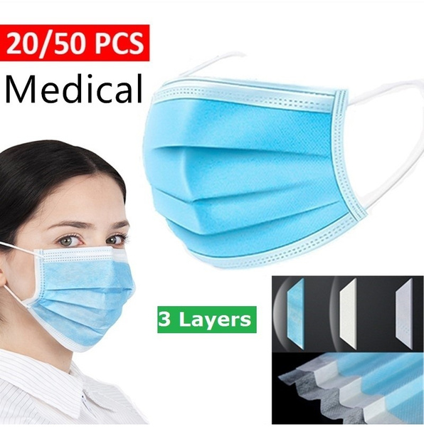 SWA 20/50 PCS 3 Ply Safety Disposable Sanitary Masks - with Earloops ...