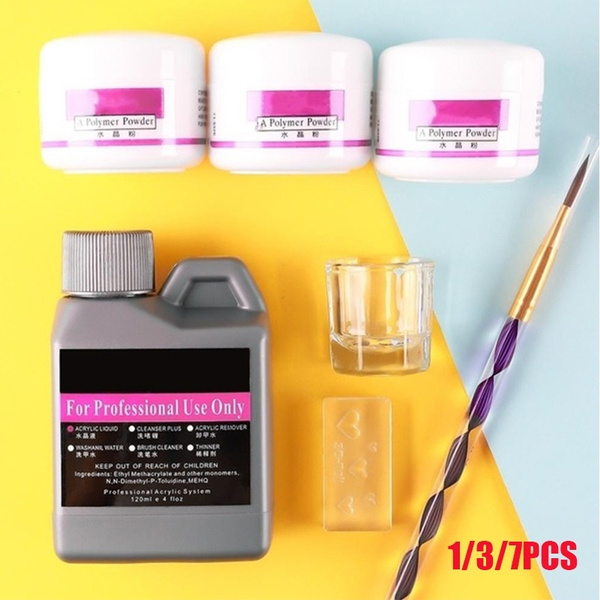 Nail Art Set Acrylic Liquid Powder Dust Pen Glass Dish Tools Kit | Wish