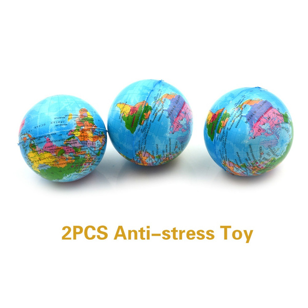 2 Pcs/set Squishies Slow Rising World Map Foam Ball Squish Antistress ...
