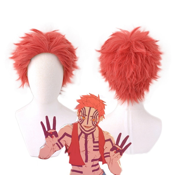 Anime Demon Slayer Kimetsu no Yaiba Komaji Akaza Red Short Wig Cosplay ...