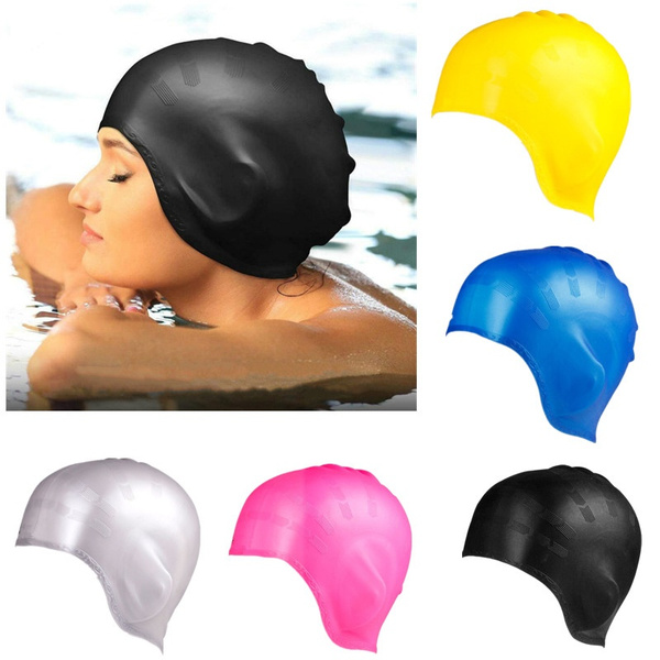 Men's and Women's Ear Protection Waterproof Swimming Cap Diving Cap ...