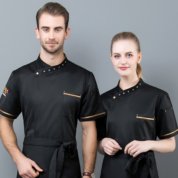 Chef Jacket Short Sleeve Men Women Breathable Kitchen Cook Clothes ...