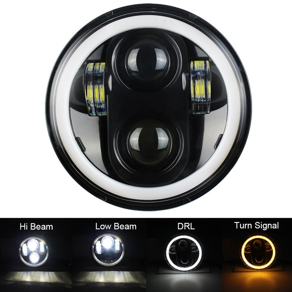 Black 5-3/4" 5.75 inch LED Projector Headlight Halo DRL 5.75" LED ...
