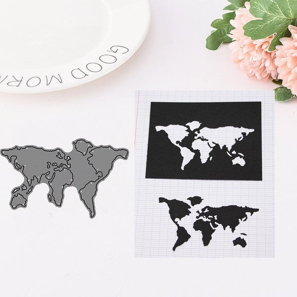 DIY New 2020 die cuts World Map Metal Cutting Dies Cut Die Stencils for ...