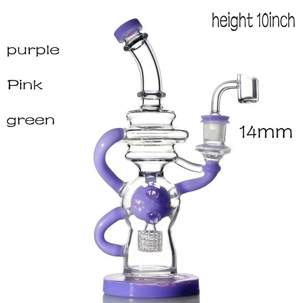 10 Inch purple Double Chamber Small Dab Rig 14mm pink green | Wish