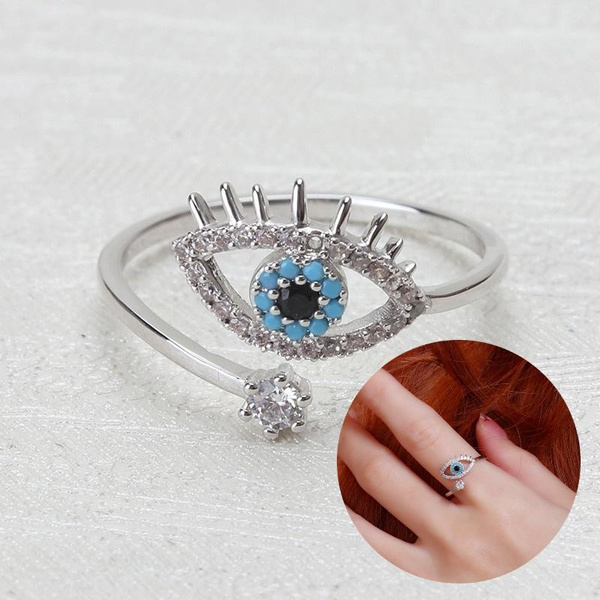 Lucky Eye Evil Eye Open Rings Copper Micro Pave Cubic Zircon Ring ...
