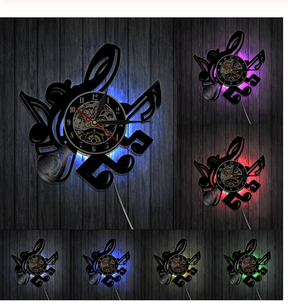 Music Notes Wall Art Treble Clef Wall Clock Hanging Home Decor Sheet ...