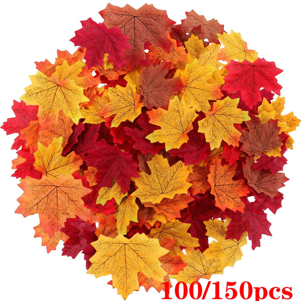 100/150 Pcs Maple Leaves Artificial Fall Leaves Maple Leaves Decoration for Craft, Wedding ...