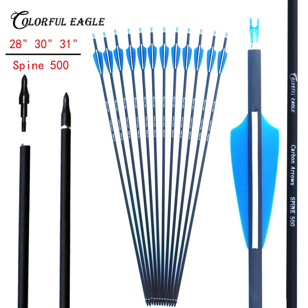 New Carbon Arrow 28"/30"/31" Archery Arrows Spine500 Changeable ...