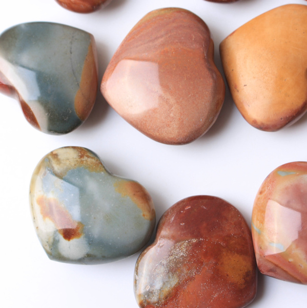 1Pc Crystal Pendant Jewelry Gem Colourful Polychrome Jasper Love Heart ...