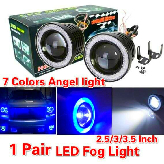 2PCS Car Universal Modification LED Angel Eye Fog Lamp Assembly ...