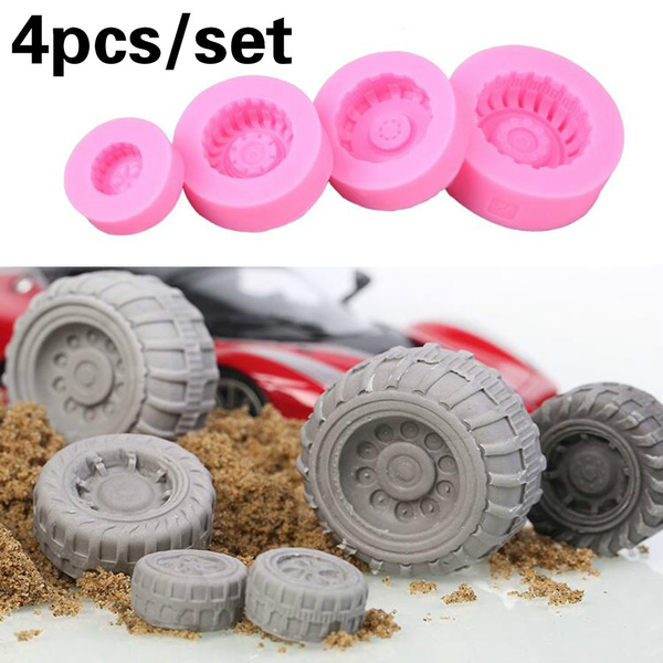 4PCS /SET Food Grade Silicone Mold Tires Wheel Chocolate Cake Molds Car ...