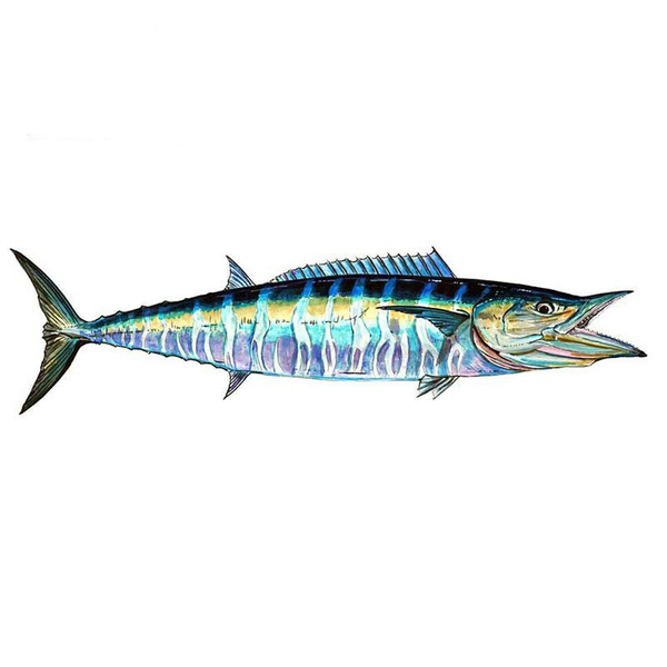 13cm x 3.5cm High Quality Vinyl Wahoo Fish Sticker Car Home Truck SUV ...