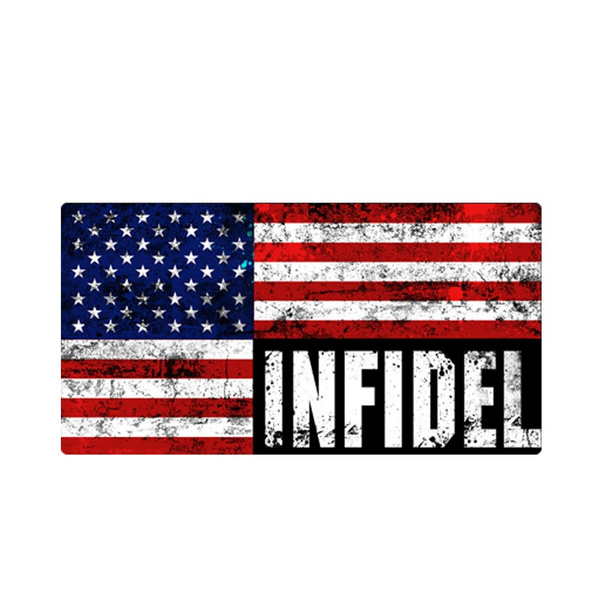 13cm x 6.8cm REFLECTIVE INFIDEL USA Flag Sticker Car Truck Bumper ...