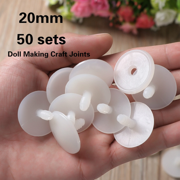 50 Sets White PC DIY Handmade Toy Doll Craft Joints 20mmx20mm 20mmx5mm ...