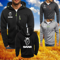New SAAB Spring Hoodie Coat Zip up Jacket Warm Sweatshirt For Men | Wish