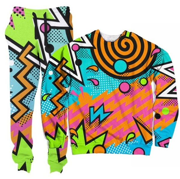 Wacky 90's 3D All Over Print Tracksuits Sweatshirt+joggers pants Suit ...