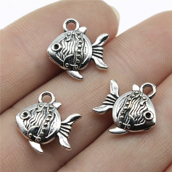 10 Pieces Antique Silver Color 15X14X4mm Tropical Fish, Sea Fish, Small ...