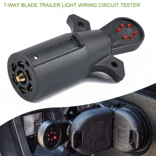 7-Way Blade Trailer Light Wiring Circuit Tester Round Adapter Pin Plug ...