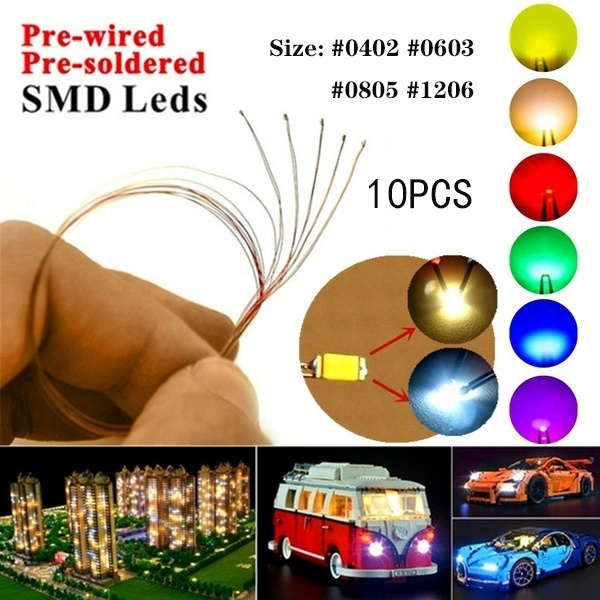 10PCS Pre-soldered Micro Litz SMD LED Leads for Model Trains/RC/Diecast ...