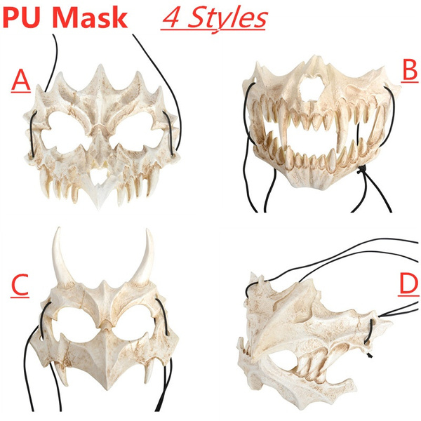 Halloween Horror PU Mask Yasha Bone Fangs Cosplay Props Mask | Wish