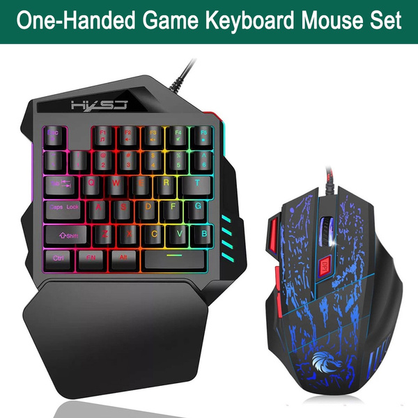 J50 Ergonomic Multicolor Backlight One Handed Game Keyboard Mouse Set