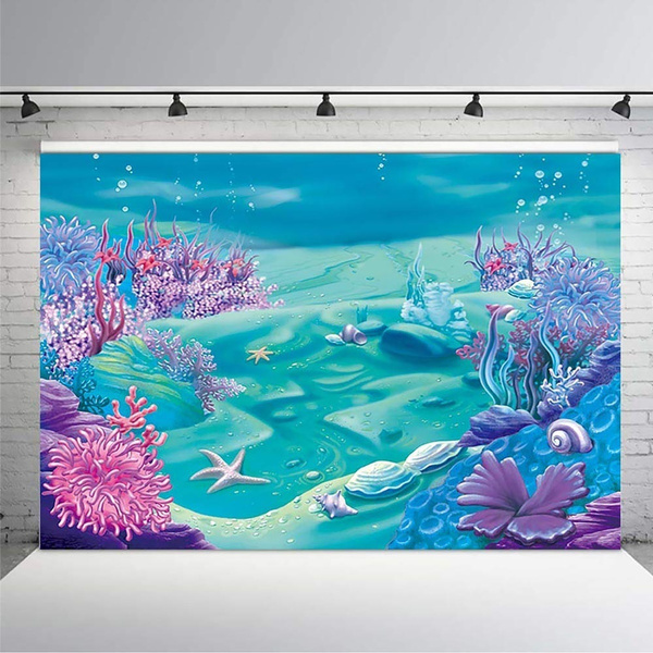 Under Sea Mermaid Backdrop Castle Blue Sea Photography Background Kids ...