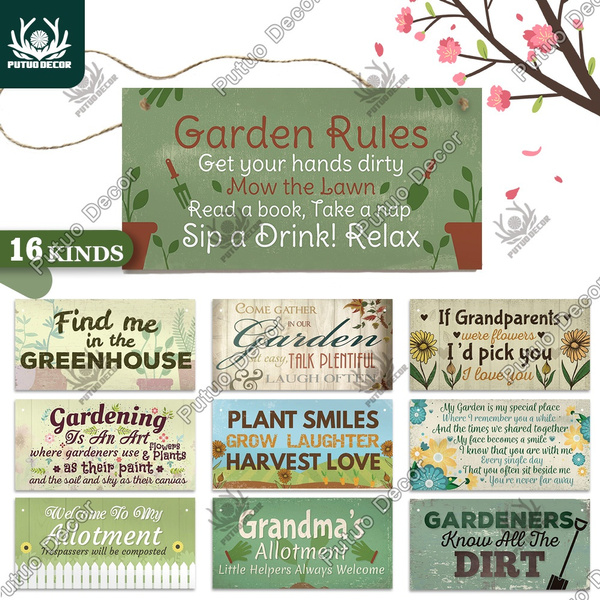 16 Kinds of Wooden Garden Sign Hanging Plaques Signs Garden Farm Room ...