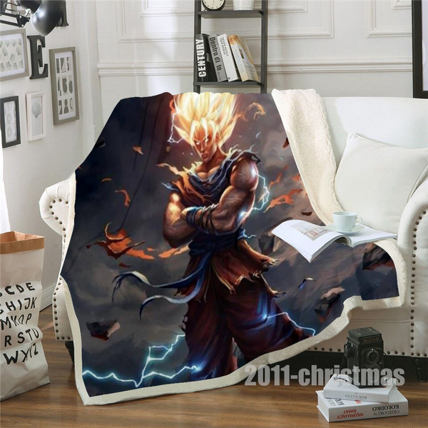 Anime Dragon Ball Z Goku 3D Printed Sherpa Blanket Couch Quilt Cover ...