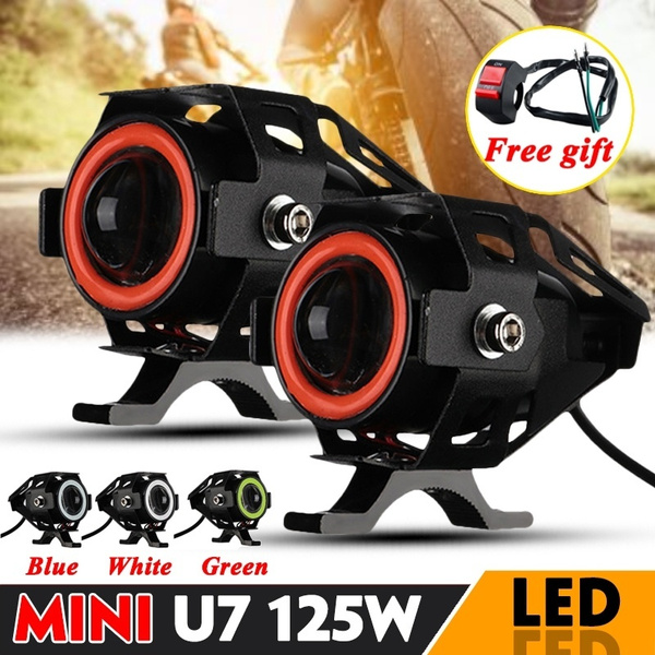 125W Mini U7 LED Motorcycle Headlight Spotlight Angel Bulbs Lamp ...