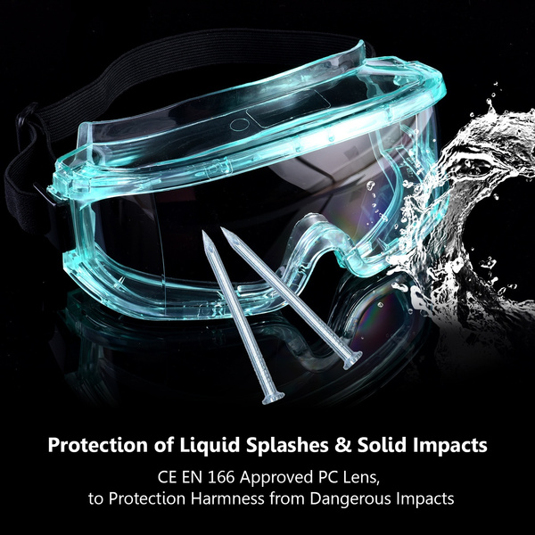 SAFEYEAR Safety Goggles Over Glasses Clear Lens Side Sealed Eye ...