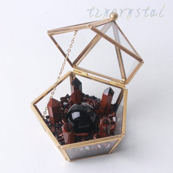 Mahogany Obsidian Demagnetizing Crystal Ball Wand Gem Box Gift | Wish
