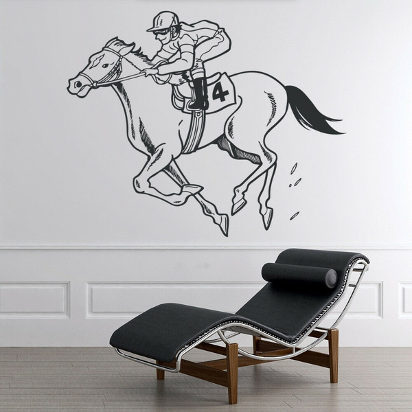 Racing Jockey Murals Race Horse Wall Sticker Cool Teen Boy Room Wall ...