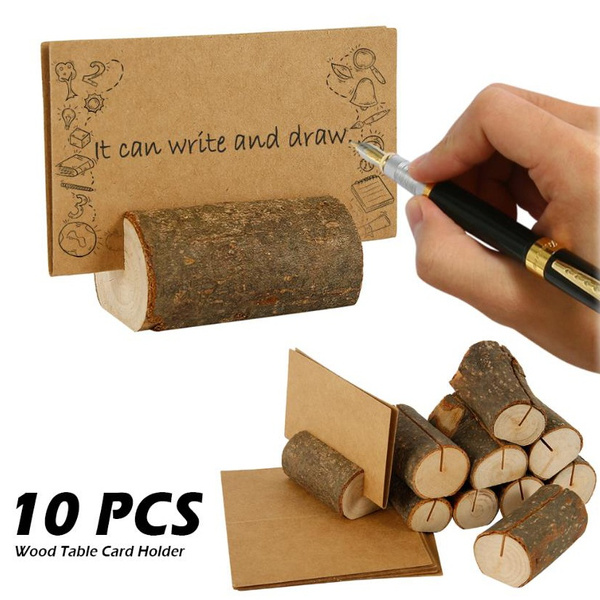 10pcs Wooden Stump Wedding Party Reception Place Wooden Card Holder ...
