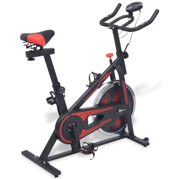 Exercise Spinning Bike with Pulse Sensors Black and Red | Wish