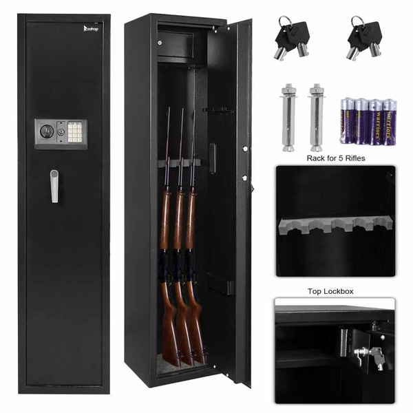 New 5 Gun Safe Rifle Eletronic Lock Steel Lockbox Firearm Cabinet Safe ...