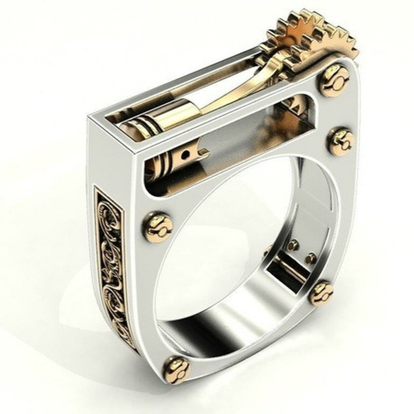 Exquisite 925 Sterling Silver Natural Gemstone Punk Ring Gold Rings for ...