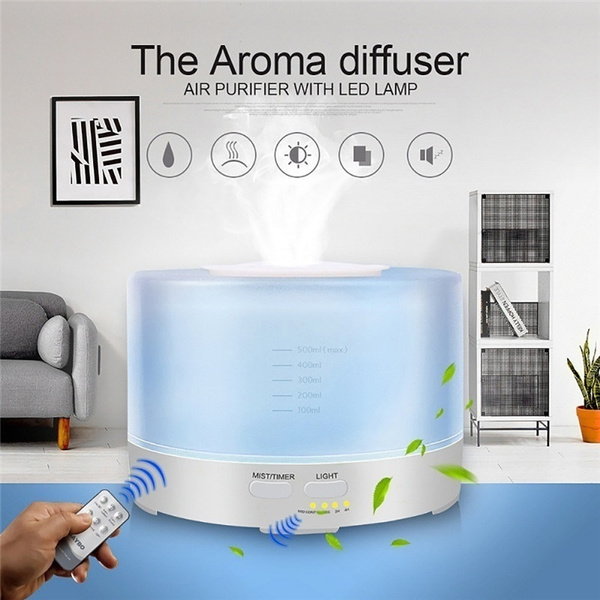 500ML 4 In 1 Ultrasonic Essential Oil Diffusers Cool Mist Humidifier Aromatherapy Diffuser with ...